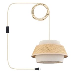 HYDELITE Drum Plug in Hanging Light Fixture Boho Pendant Light for Bedroom Living Room