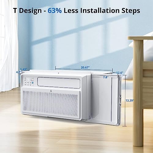 8,000 BTU Smart Inverter Window Air Conditioner, Cools up to 350 Sq. Ft., Ultra Quiet with Open Window Flexibility, Compatible with Alexa/Go ogle Assistant, 35% Energy Savings, Remote/App Control