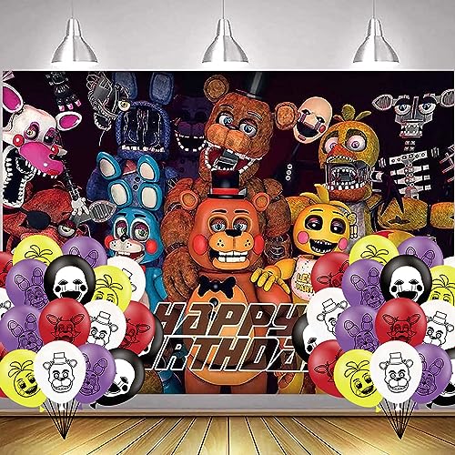 Five Nights Party Supplies, 40pcs Five Night Theme Birthday Party Latex Balloons Party Favors, Five Nights Party Decorations