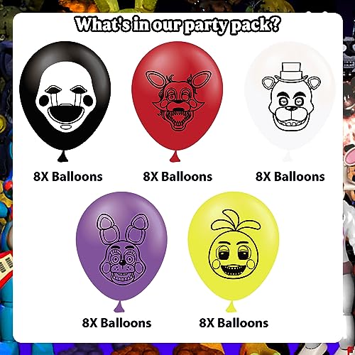 Five Nights Party Supplies, 40pcs Five Night Theme Birthday Party Latex Balloons Party Favors, Five Nights Party Decorations