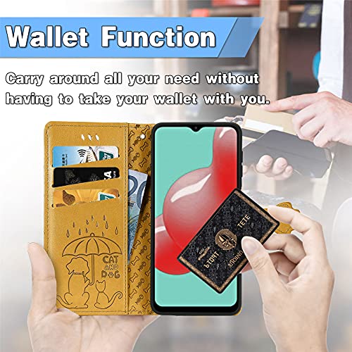 ONV Wallet Case for Samsung Galaxy Note 10 Plus - Cute Animal Leather Case Folio Cover with Strap Card Holder Anti-Shock Kickstand Magnet Flip Case for Samsung Galaxy Note 10 Plus [MG] -Yellow