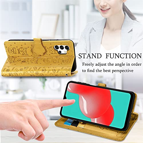 ONV Wallet Case for Samsung Galaxy Note 10 Plus - Cute Animal Leather Case Folio Cover with Strap Card Holder Anti-Shock Kickstand Magnet Flip Case for Samsung Galaxy Note 10 Plus [MG] -Yellow