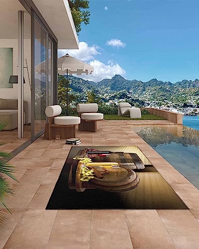 Outdoor Rug Mats,Cask Barrel Wine Glass Fruit Grape Indoor Area Rugs RV Camping Rugs Outside Mat 4x6ft,Floor Carpet for Patio Porch Deck Backyard Picnic Balcony Farmhouse Cellar Wooden Table