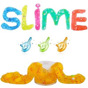 MKAKJWAW Clear Slime Kit 7 Pack Crystal Clear Set, Apple Peach Clear Slime Green Clear Slime, Soft Jelly Clear Slime Pack for Kids Easter Halloween for Girls Boys