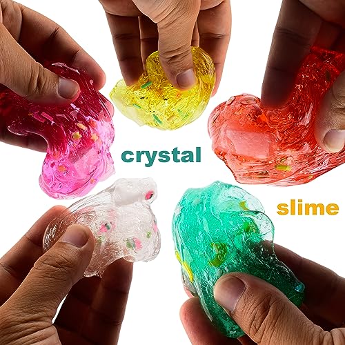 MKAKJWAW Clear Slime Kit 7 Pack Crystal Clear Set, Apple Peach Clear Slime Green Clear Slime, Soft Jelly Clear Slime Pack for Kids Easter Halloween for Girls Boys