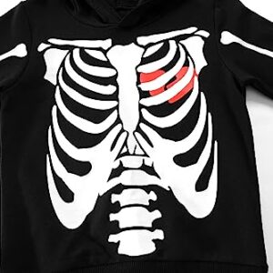 Little Hand Kids Skeleton Hoodie Glow in Dark Halloween Sweatshirt for Boy Pull Over 10-11 Years