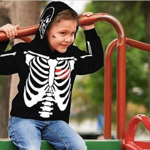 Little Hand Kids Skeleton Hoodie Glow in Dark Halloween Sweatshirt for Boy Pull Over 10-11 Years