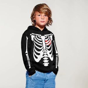 Little Hand Kids Skeleton Hoodie Glow in Dark Halloween Sweatshirt for Boy Pull Over 10-11 Years