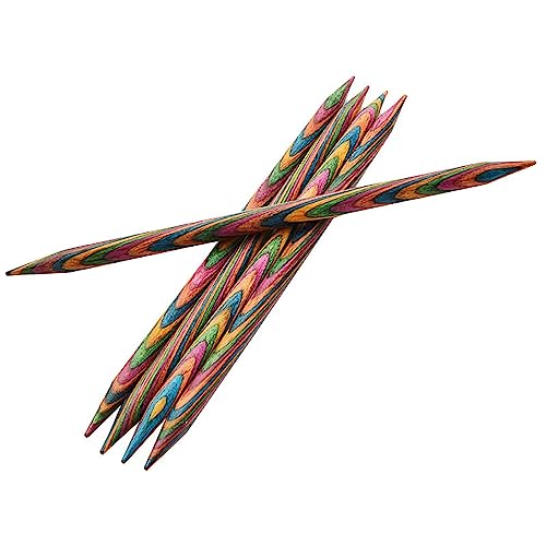 Yarn Ave Knit Pro Symfonie Birch Wood Colorful Double Pointed Needles, 6''/8'' 2.0-8.0mm Hand Knitting Pins for Socks Mittens Hats Necks Baby Projects Scarfs (6''-15CM, 3.75mm (US 5))