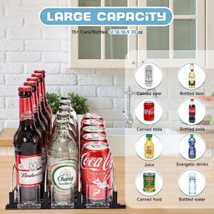 Upgrade Drink Dispenser for Fridge, Iklestar Self-Sliding Soda Can Organizer for Refrigerator and Adjustable Width, 12oz to 20oz holds 15+ Cans(3 Rows, 38 CM)