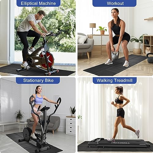 ETUST Treadmill Mat, Foldable Exercise Equipment Mat Non-Slip Durable Exercise Bike Mat High Density Fitness Workout Mats for Home Gym Hardwood Floors Carpet Protection