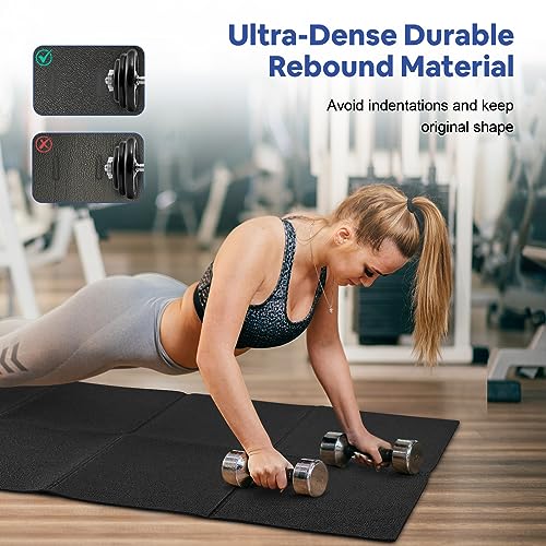 ETUST Treadmill Mat, Foldable Exercise Equipment Mat Non-Slip Durable Exercise Bike Mat High Density Fitness Workout Mats for Home Gym Hardwood Floors Carpet Protection