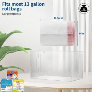 Trash Grocery Bag Dispenser Roll Holder, Clear Acrylic Plastic Bag Holder Wall Mount Organizer, for Plastic Trash Grocery Garbage Bags Dispenser Container, Kitchen Under Sink Organizers and Storage