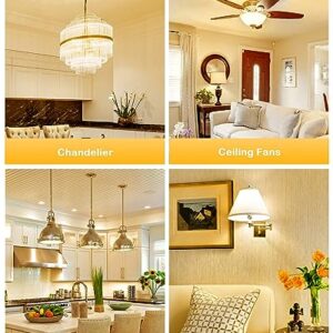 EvaStary Ceiling Fan Light Bulb E12 Candelabra Base, 3000K Warm White 60 Watt Equivalent, E12 LED Chandelier Light Bulbs, 6W 600LM Brightness G14 Mini Globe Candelabra Lighting, Non-dimmable, 6 Pack