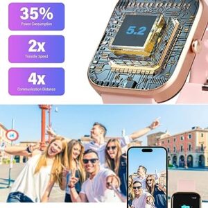 Vikie Smart Watch, Call Function, 2.0" Screen, IP67 Waterproof Smartwatch for iPhone & Android Phones with Bluetooth, Voice Assistant, Heart Rate/Blood Oxygen Monitor Fit Tracker for Women Men (Pink)