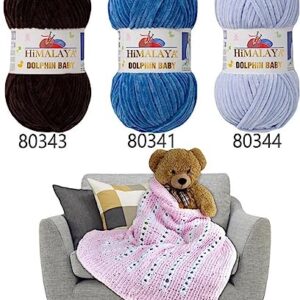 4 Pack/Skeins Himalaya Dolphin Baby, Each Skein 100 Gr/3,5 oz, 120 mt/ 132 yd, Super Bulky Yarn, Blanket Yarn, Velvet Yarn, Knitting Yarn, Amigurumi Yarn, Baby Yarn 80320