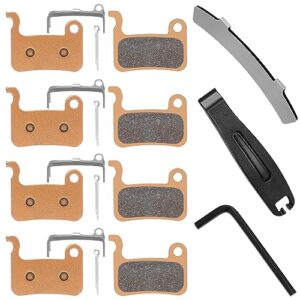 4 pairs sintered metal bike brake pads, compatible for shimano brake pads deore xt slx hone alfine saint lx m596 m595 xtr m975 m966 m965, ebike electric scooter brake pads mtb bicycle disc brake pads