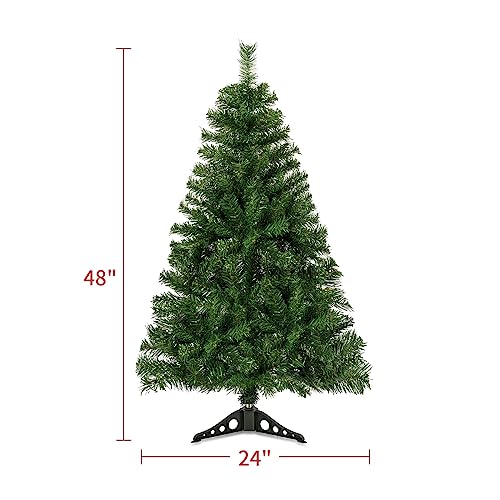 JEAREY Artificial Holiday Christmas Tree 4ft, Unlit Premium Hinged Spruce Holiday Xmas Tree, 250 Branch Tips & Metal Foldable Stand for Home, Office, Party Decoration, Green