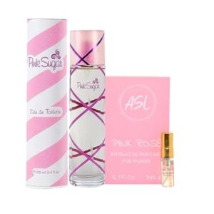 ASL - Pink sugar Perfume - Pink sugar perfume for women - Eau de Toilette 3.4 oz 100% Original with Travel size Pink rose 0.1 oz Perfume for Women.