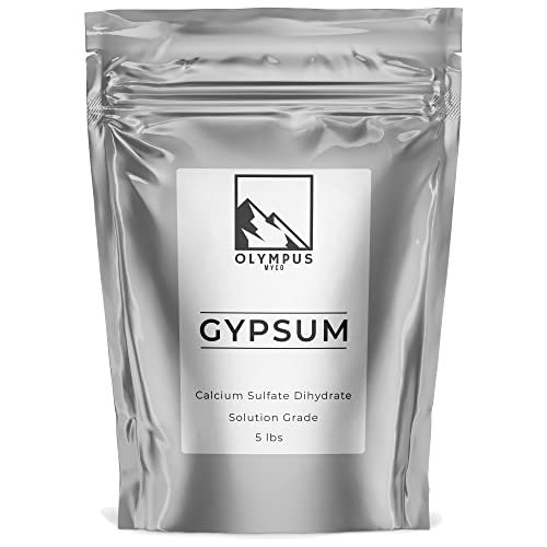 Gypsum Powder for Mushroom Substrate, Soil Amendment (Calcium Sulfate Dihydrate), 97% Calcium Sulfate 22.5% Calcium (Ca) 18% Sulfur (S) Packaged in HEPA Enclosure | 5 lbs