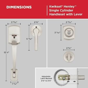 Kwikset Henley Front Entry Door Handleset and Deadbolt with Interior Reversible Lever, Featuring SmartKey Re-Key Security Technology with Microban Protection in Satin Nickel