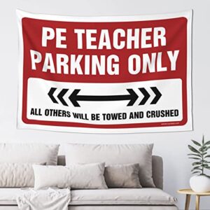 man cave rules pe teacher parking only tapestry space decor vintage decor (size : 75x100cm)