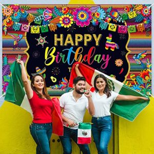 7 * 5ft Mexican Fiesta Themed Happy Birthday Backdrop Mexico Cinco De Mayo Party Decorations Fiesta Banner Carnival Supplies Photo Booth Background