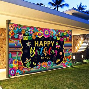 7 * 5ft Mexican Fiesta Themed Happy Birthday Backdrop Mexico Cinco De Mayo Party Decorations Fiesta Banner Carnival Supplies Photo Booth Background