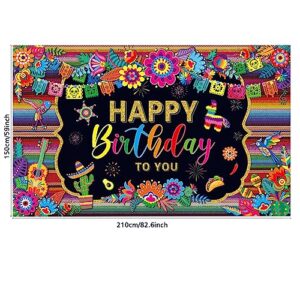 7 * 5ft Mexican Fiesta Themed Happy Birthday Backdrop Mexico Cinco De Mayo Party Decorations Fiesta Banner Carnival Supplies Photo Booth Background