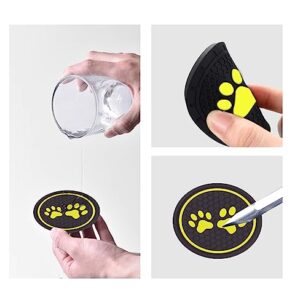 Fogfar Pack-2 Dog Paw Car Coaster, Silicone Anti Slip Coaster, Car Cup Holder Coaster, Car Interior Accessories, for Most Cars, Trucks, RVs (Yellow)