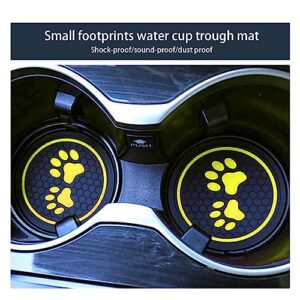 Fogfar Pack-2 Dog Paw Car Coaster, Silicone Anti Slip Coaster, Car Cup Holder Coaster, Car Interior Accessories, for Most Cars, Trucks, RVs (Yellow)