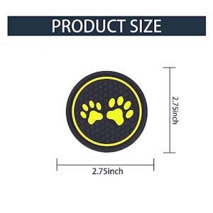 Fogfar Pack-2 Dog Paw Car Coaster, Silicone Anti Slip Coaster, Car Cup Holder Coaster, Car Interior Accessories, for Most Cars, Trucks, RVs (Yellow)