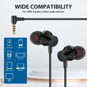 Wired Headphones Earphones for Laptop PC Chromebook Noise Cancelling Ear Buds with 3.5mm Plug in Audio Jack Microphone HiFi Stereo Clear Call Volume Control for Kindle Fire Nintendo Switch MP3 Android