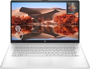 hp 2023 newest touchscreen laptop, 17.3 inch hd+ display, amd ryzen 5 7530u processor(beats i7-1165g7), 16gb ram, 1tb ssd, wi-fi 6, hdmi, full-size kb, webcam, windows 11 home, bundle with jawfoal