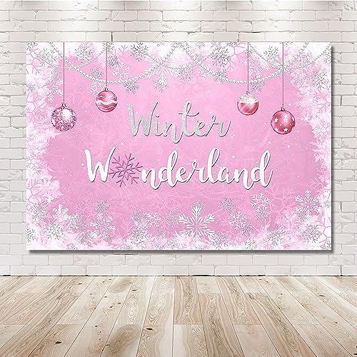 MEHOFOND 7x5ft Winter Wonderland Backdrop Baby Shower Party Supplies Decorations Snowflake Photography Background Sliver Glitter Pearl Banner Decoration Photo Booth Props