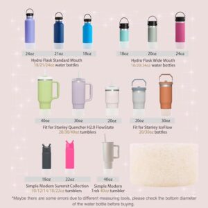 WORBSS Glitter Silicone Boot Sleeve for Stanley Cup Accessories 20-40oz & Hydro Flask 12-24oz with 2.85-3.0 inch Anti Slip Bottom Cover Bumper for Water Sport Bottles Personalized Identification