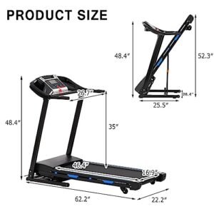 Incline Treadmill,3.5HP Treadmills for Home,Treadmill with 0-15% Auto Incline,Folding Treadmill for Running Walking 330 lbs Weight Capacity,Electric Treadmill,APP Bluetooth & Pulse Monitor (Black)