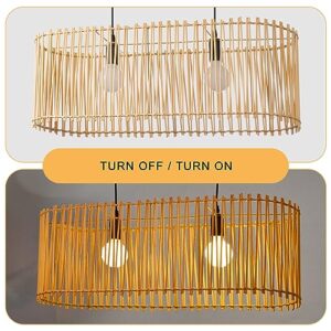 WalmHomie 1 Light Big Bamboo Woven Pendant Lighting Fixtures,Ceiling Hanging Light for Living Room Dining Room Bar Cafe