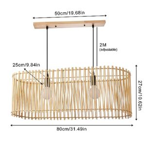 WalmHomie 1 Light Big Bamboo Woven Pendant Lighting Fixtures,Ceiling Hanging Light for Living Room Dining Room Bar Cafe