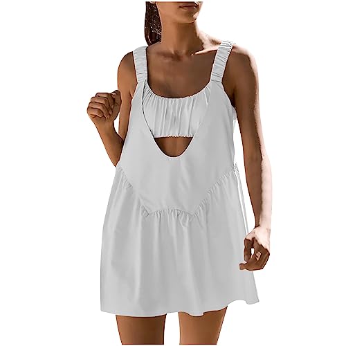 Corset Dress for Women A Line Summer Dresses for Women 2023 FP Dupes Hot Shot Dress with Built in Bra and Shorts Sun Dresses Tennis Golf Athletic Workout Y2K Sleeveless Dress Womens Boho Dresses L