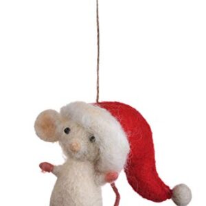 De Kulture Handmade Premium Wool Felt Elf Christmas Mouse Eco Friendly Needle Felted Christmas Xmas Tree Decoration Stuffed Ornament for Home Office Holiday Décor, 2.5X4.5X4.5 (LWH) Inches