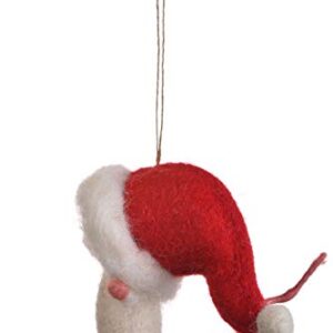 De Kulture Handmade Premium Wool Felt Elf Christmas Mouse Eco Friendly Needle Felted Christmas Xmas Tree Decoration Stuffed Ornament for Home Office Holiday Décor, 2.5X4.5X4.5 (LWH) Inches