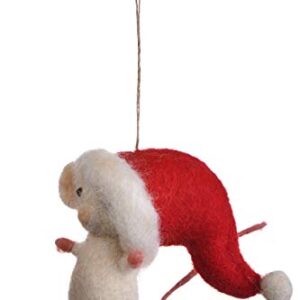 De Kulture Handmade Premium Wool Felt Elf Christmas Mouse Eco Friendly Needle Felted Christmas Xmas Tree Decoration Stuffed Ornament for Home Office Holiday Décor, 2.5X4.5X4.5 (LWH) Inches