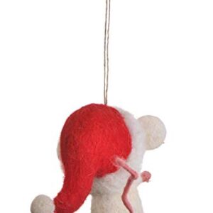 De Kulture Handmade Premium Wool Felt Elf Christmas Mouse Eco Friendly Needle Felted Christmas Xmas Tree Decoration Stuffed Ornament for Home Office Holiday Décor, 2.5X4.5X4.5 (LWH) Inches