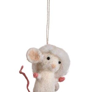 De Kulture Handmade Premium Wool Felt Elf Christmas Mouse Eco Friendly Needle Felted Christmas Xmas Tree Decoration Stuffed Ornament for Home Office Holiday Décor, 2.5X4.5X4.5 (LWH) Inches