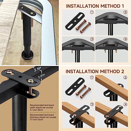 4Pcs Metal Adjustable Height Center Support Leg for Bed Frame, Bed Support Legs for Wood Slats, Under Bed Frame Support Legs Replacement, Bed Reinforcement Kit for Wooden Frame, Height 10" to 16.5"