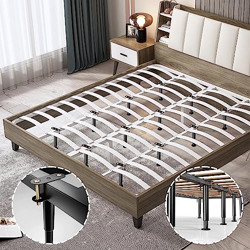 4Pcs Metal Adjustable Height Center Support Leg for Bed Frame, Bed Support Legs for Wood Slats, Under Bed Frame Support Legs Replacement, Bed Reinforcement Kit for Wooden Frame, Height 10" to 16.5"