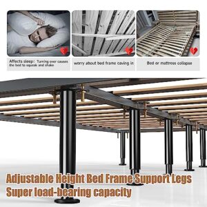 4Pcs Metal Adjustable Height Center Support Leg for Bed Frame, Bed Support Legs for Wood Slats, Under Bed Frame Support Legs Replacement, Bed Reinforcement Kit for Wooden Frame, Height 10" to 16.5"