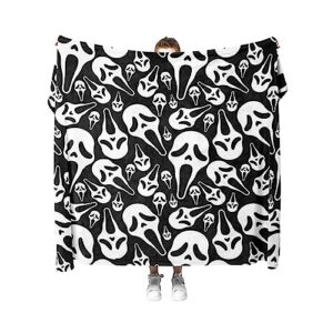 lament configuration ghostface scream, halloween decoration throw blanket for women men girls boys couch sofa bed decor 60" x 50" (150cm x 130cm)