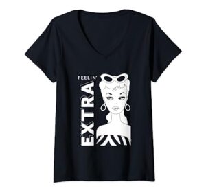 barbie - feelin' extra v-neck t-shirt